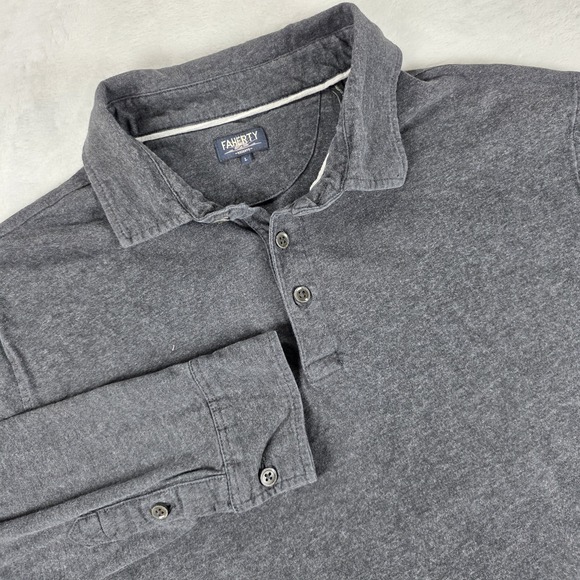 Faherty | Shirts | Faherty Reserve Gray Long Sleeve Cotton Polo Shirt ...